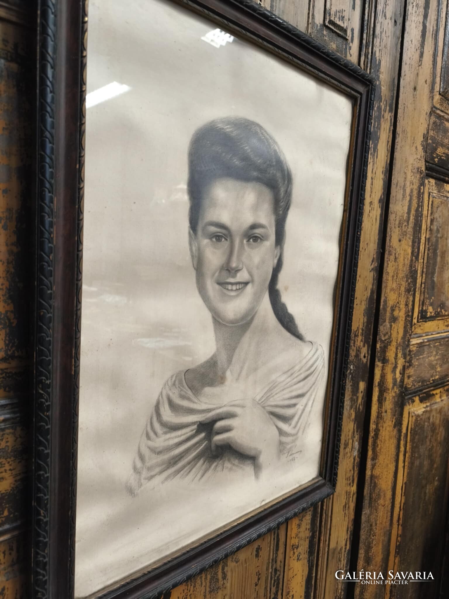 Női portré, jelzett ceruza rajz, 1952-ből - Kép, grafika | Galéria ...