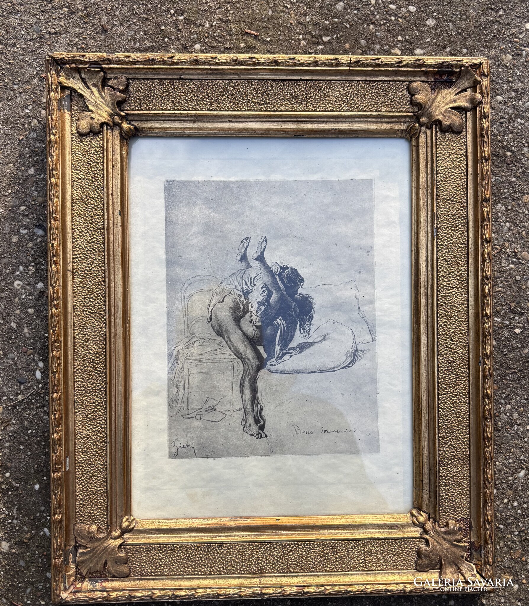 Zichy Mihály erotikus témájú nyomat antik Blondel keretben - Kép ...