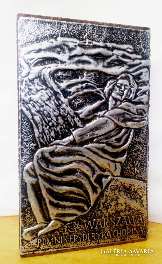 Frederic Chopin emlékmű, táblakép a Warsói hasonló szobor alapján, W. N ...