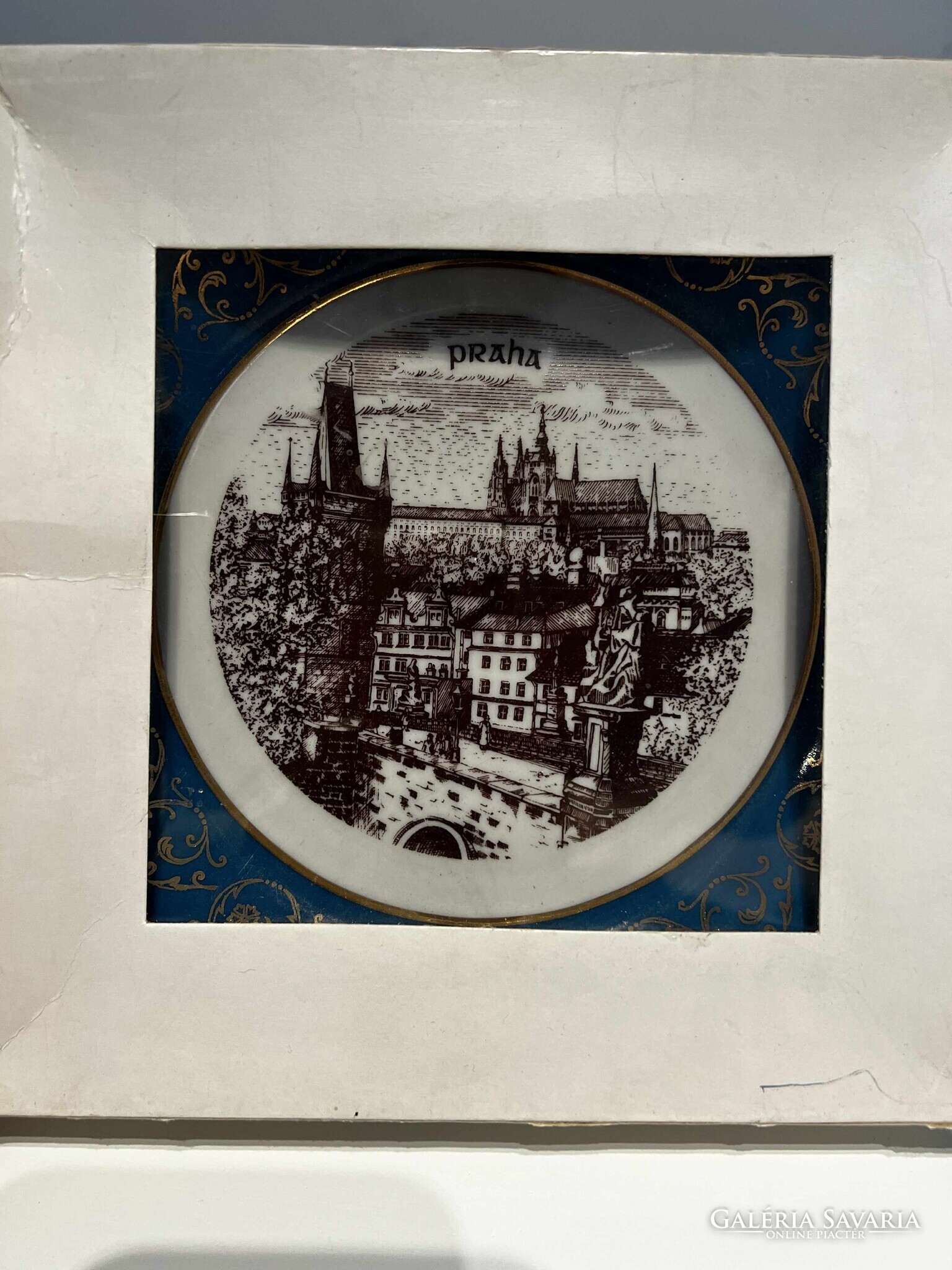 Moritz Zdekauer (MZ) Prágai porcelán dísztányér, díszdobozban, hibátlan ...