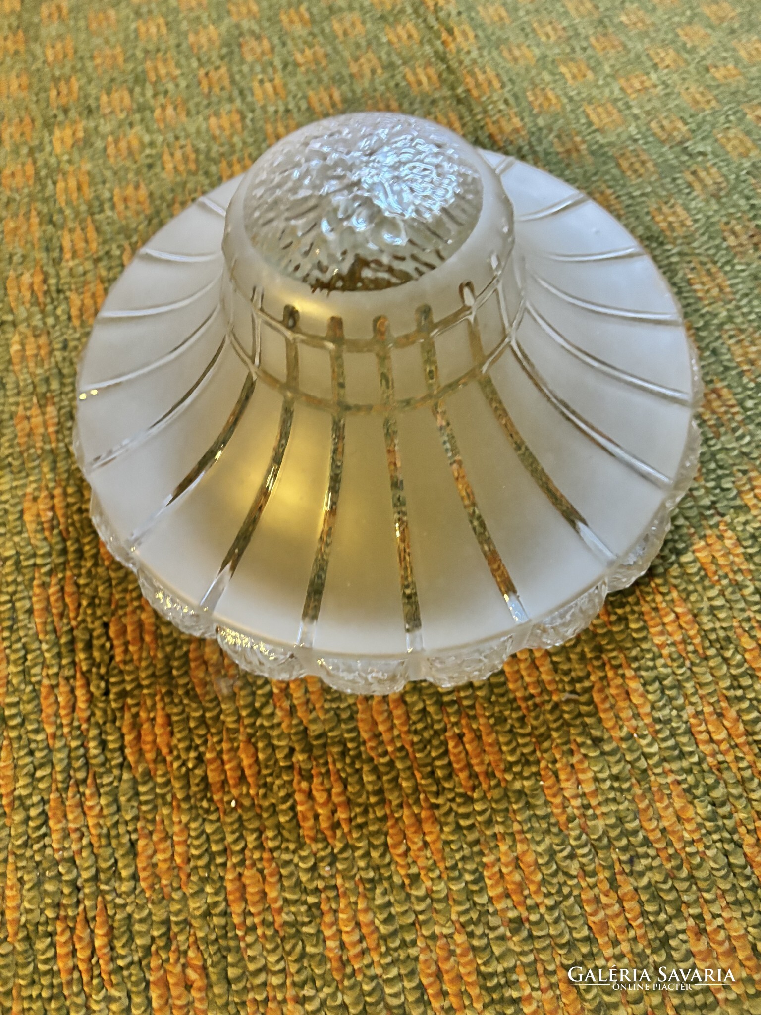 Antik csiszolt üveg burás nagypolgári réz csillár talán szecessziós v ...