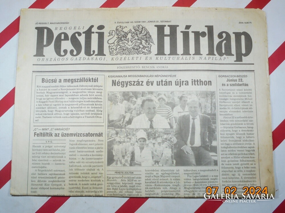 Régi retro újság - Pesti Hírlap - 1991. június 22. - Születésnapra ...
