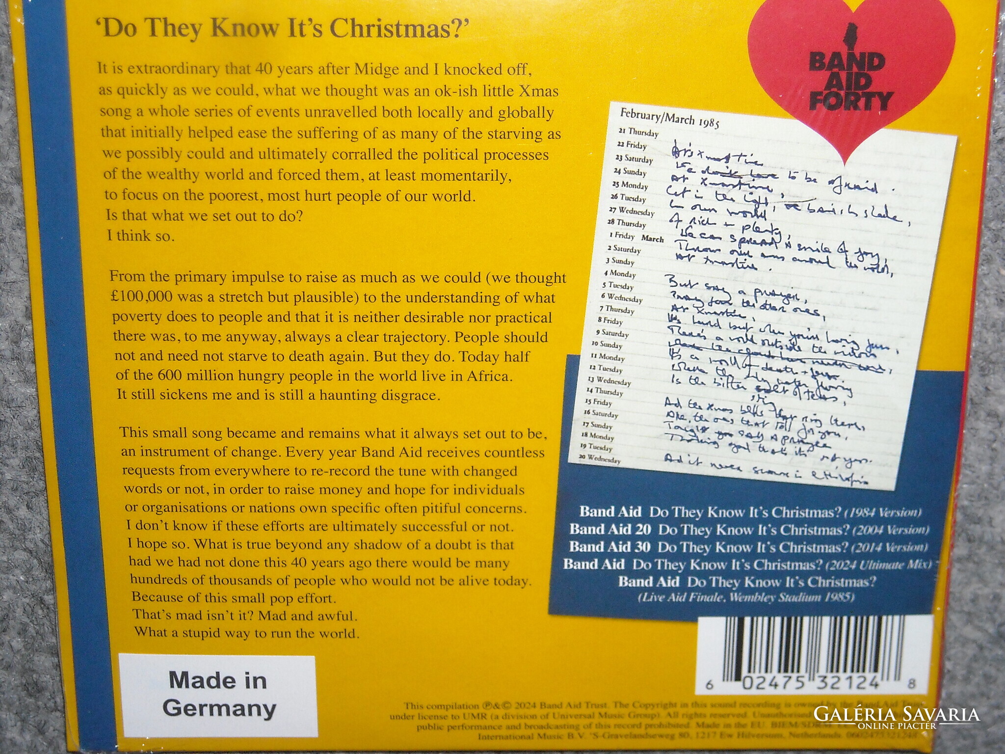 BAND AID DO THEY KNOW IT'S CHRISTMAS? maxi CD ÚJ gyári bontatlan - Zene ...