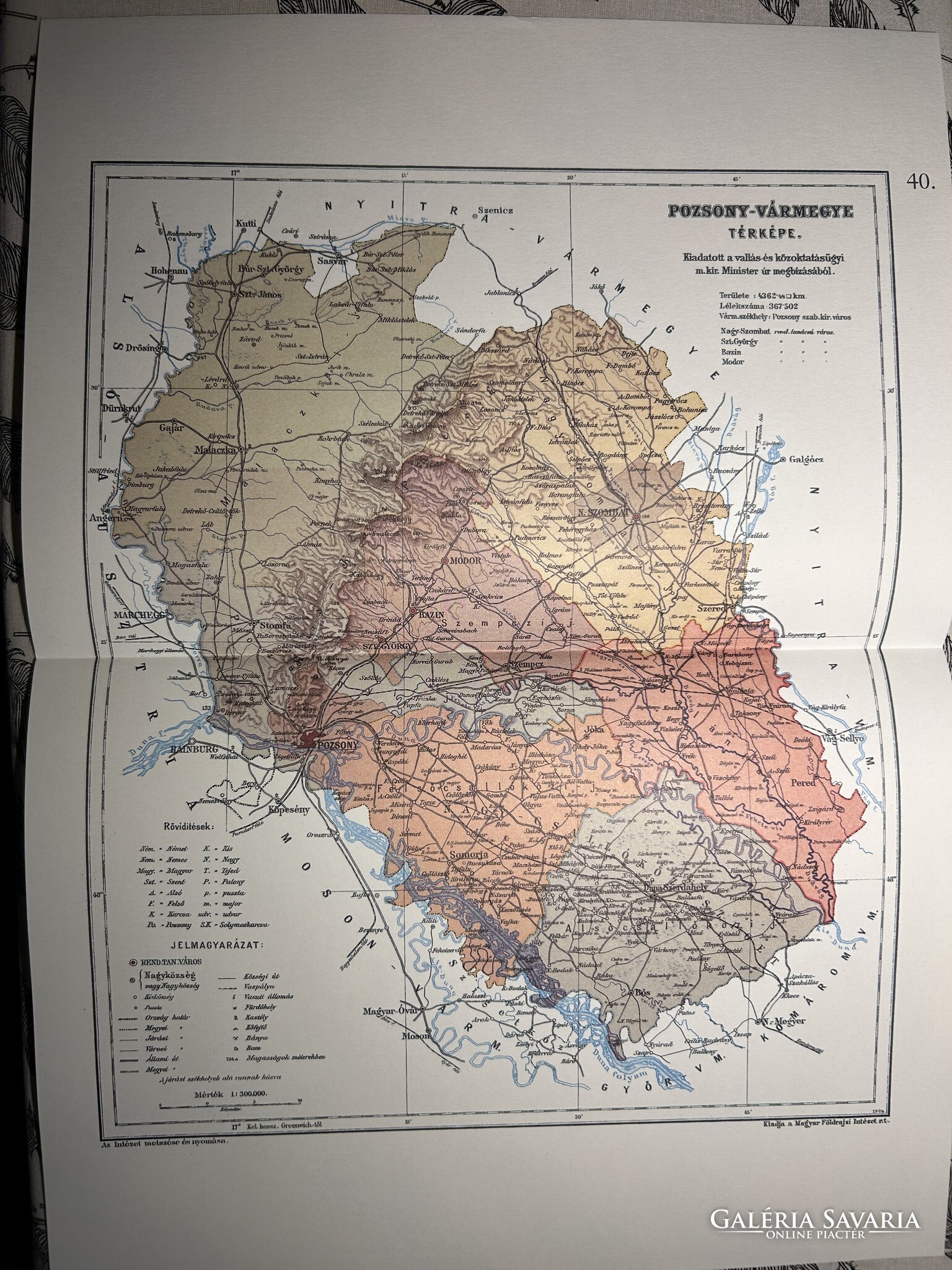 Pozsony vármegye térképe 40. Kogutowicz 1905 Történelmi Magyarország ...