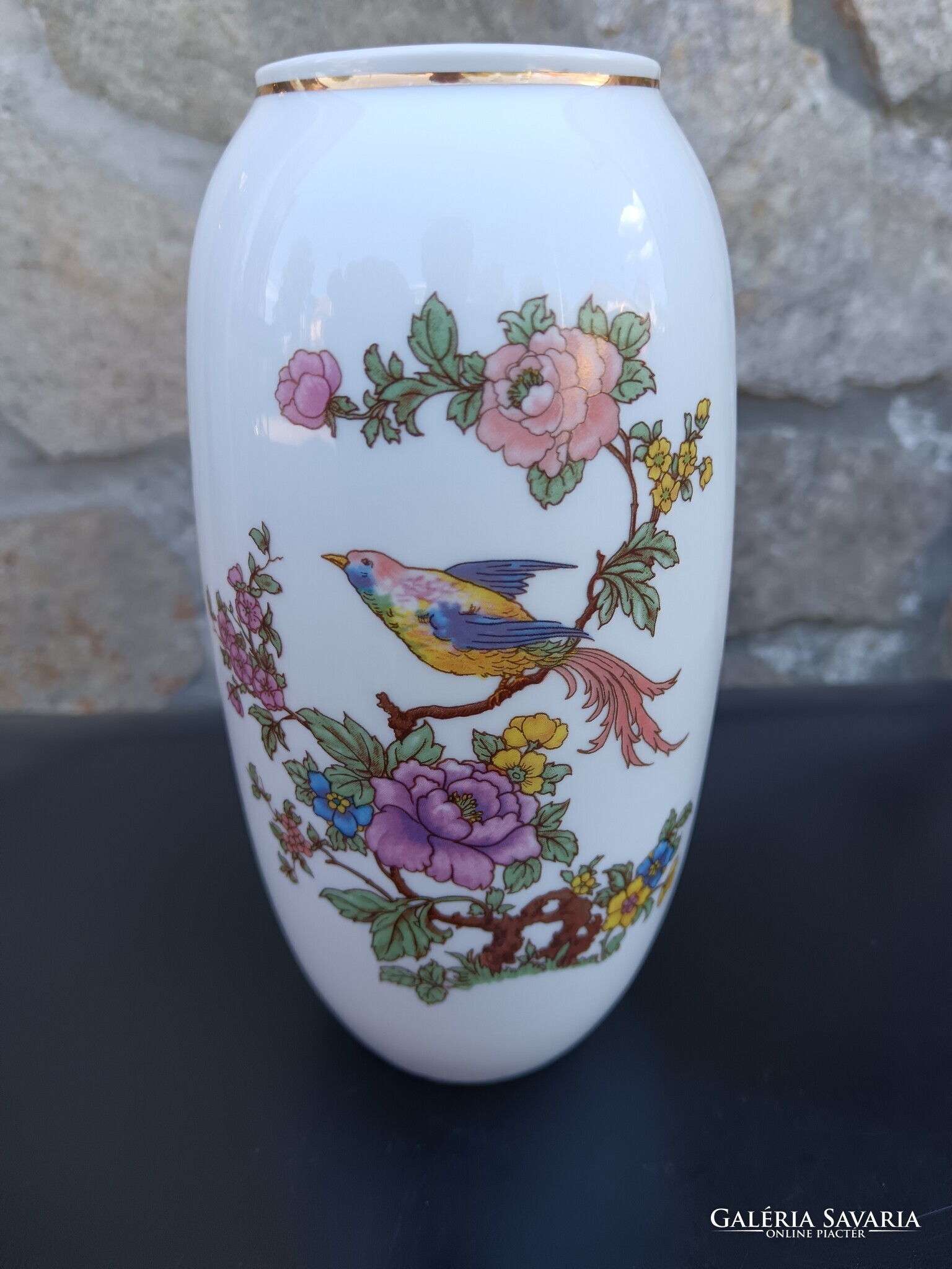 Hollóházi paradicsom madaras váza 16 cm - Porcelán | Galéria Savaria ...
