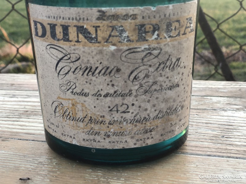 Dunarea labeled blue cognac bottle - Glass | Galeria Savaria online ...